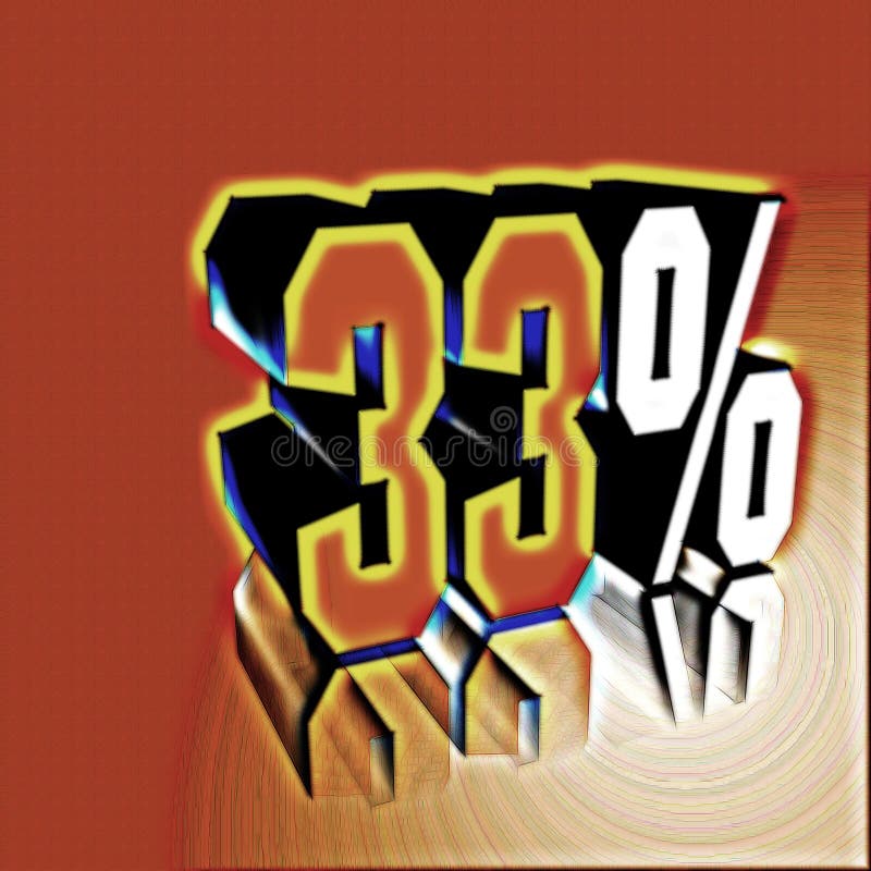 33 , 33 Percent As a 3D Illustration, 3D Rendering Stock Illustration ...