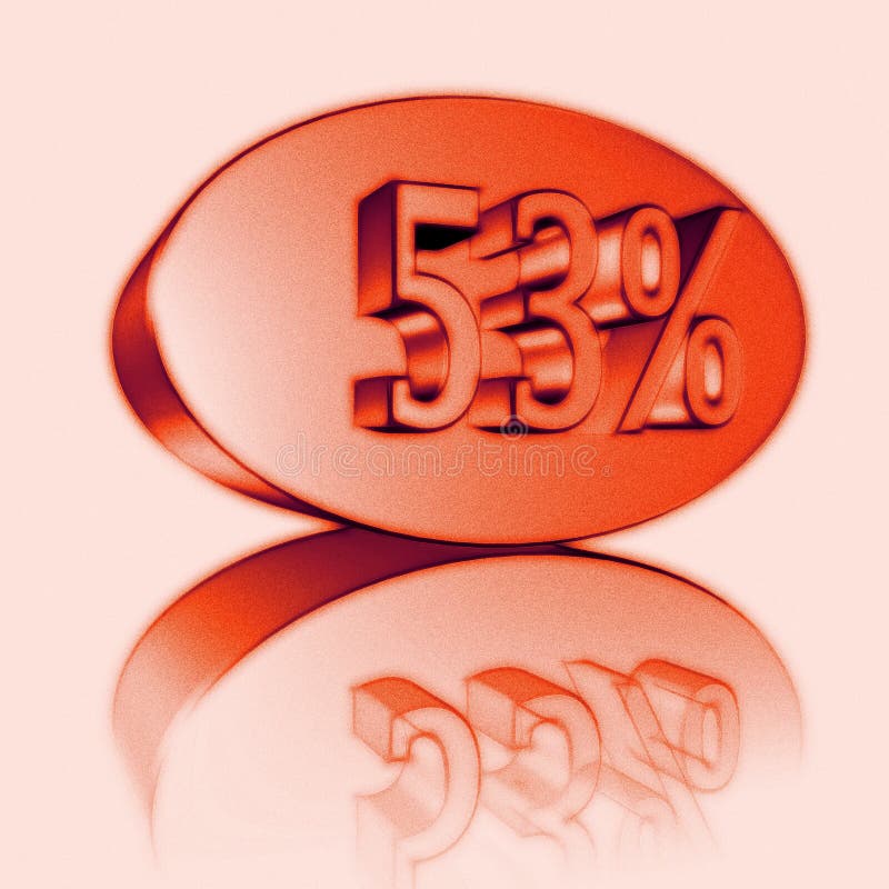 53 , 53 Percent As a 3D Illustration, 3D Rendering Stock Illustration ...