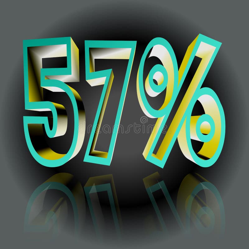 57 , 57 Percent As a 3D Illustration, 3D Rendering Stock Illustration ...