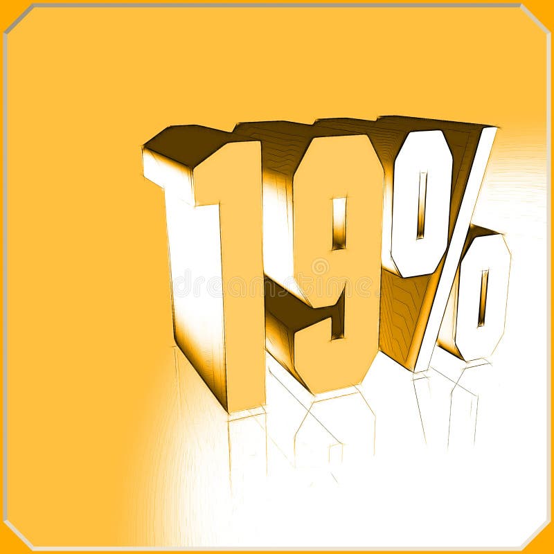 19 , 19 Percent As a 3D Illustration, 3D Rendering Stock Illustration ...