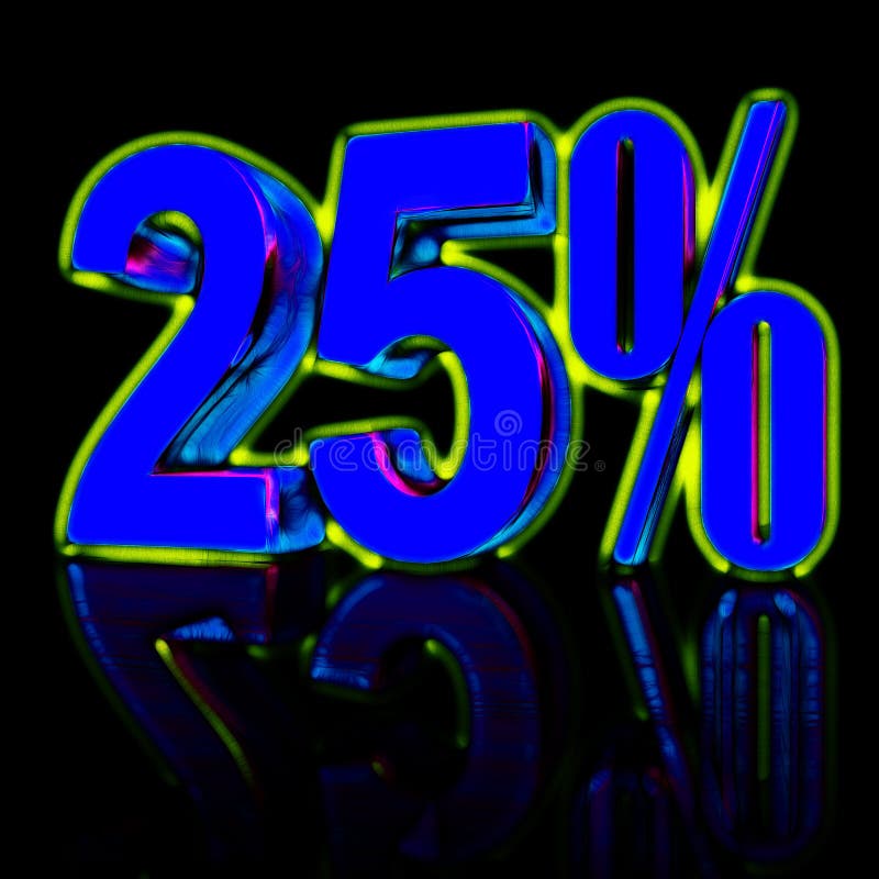 25 , 25 Percent As a 3D Illustration, 3D Rendering Stock Illustration ...