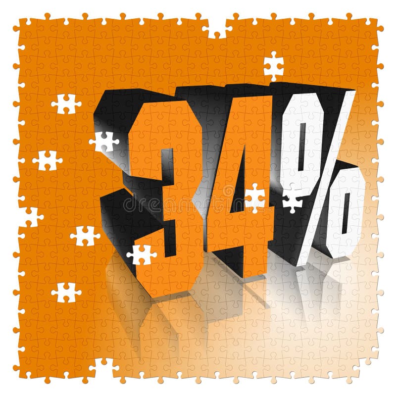 34 , 34 Percent As a 3D Illustration, 3D Rendering Stock Illustration ...