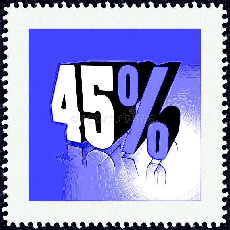45 , 45 Percent As a 3D Illustration, 3D Rendering Stock Illustration ...