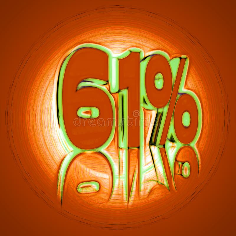 61 , 61 Percent As a 3D Illustration, 3D Rendering Stock Illustration ...