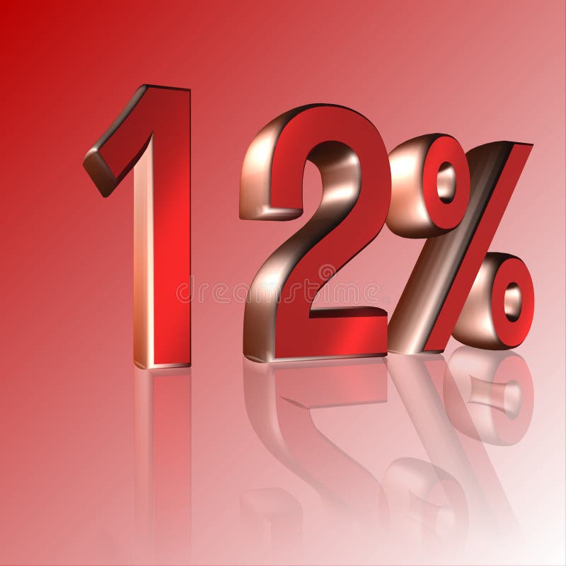 12 , 12 Percent As a 3D Illustration, 3D Rendering Stock Illustration ...