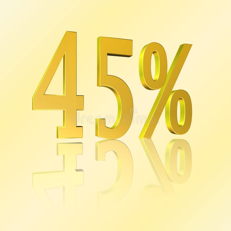 45 , 45 Percent As a 3D Illustration, 3D Rendering Stock Illustration ...