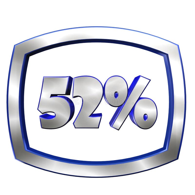 52 , 52 Percent As a 3D Illustration, 3D Rendering Stock Illustration ...