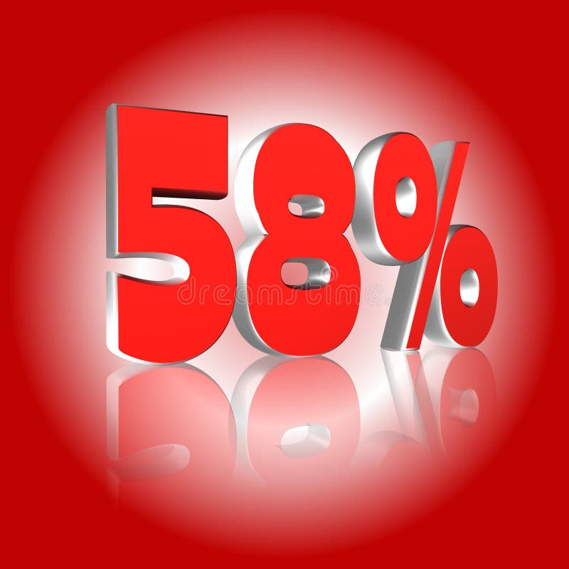 58 , 58 Percent As a 3D Illustration, 3D Rendering Stock Illustration ...