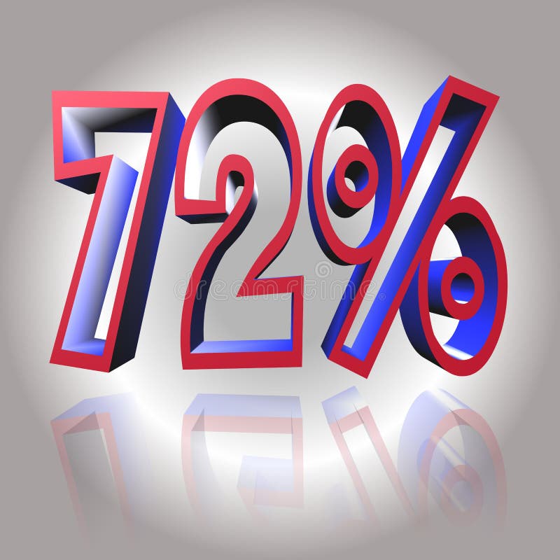 72 , 72 Percent As a 3D Illustration, 3D Rendering Stock Illustration ...