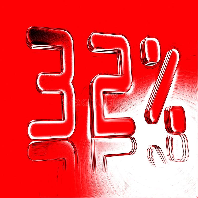 32 , 32 Percent As a 3D Illustration, 3D Rendering Stock Illustration ...
