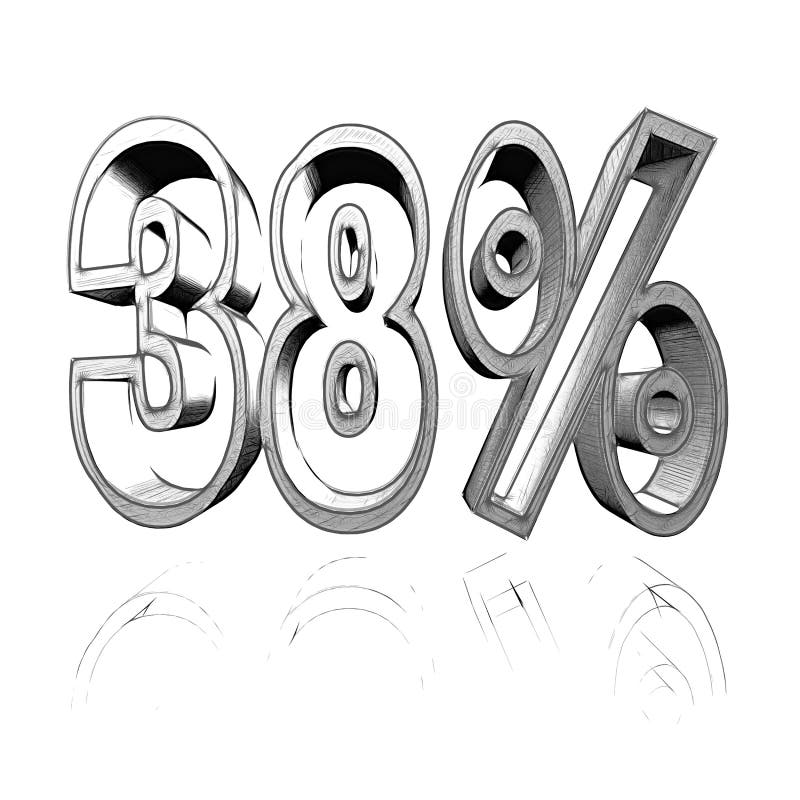 38 , 38 Percent As a 3D Illustration, 3D Rendering Stock Illustration ...
