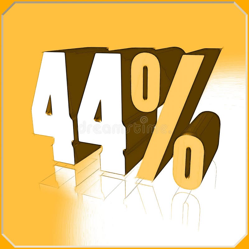 44 , 44 Percent As a 3D Illustration, 3D Rendering Stock Illustration ...