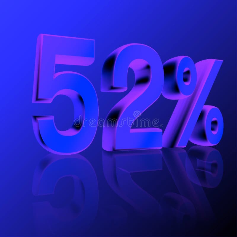 52 , 52 Percent As a 3D Illustration, 3D Rendering Stock Illustration ...