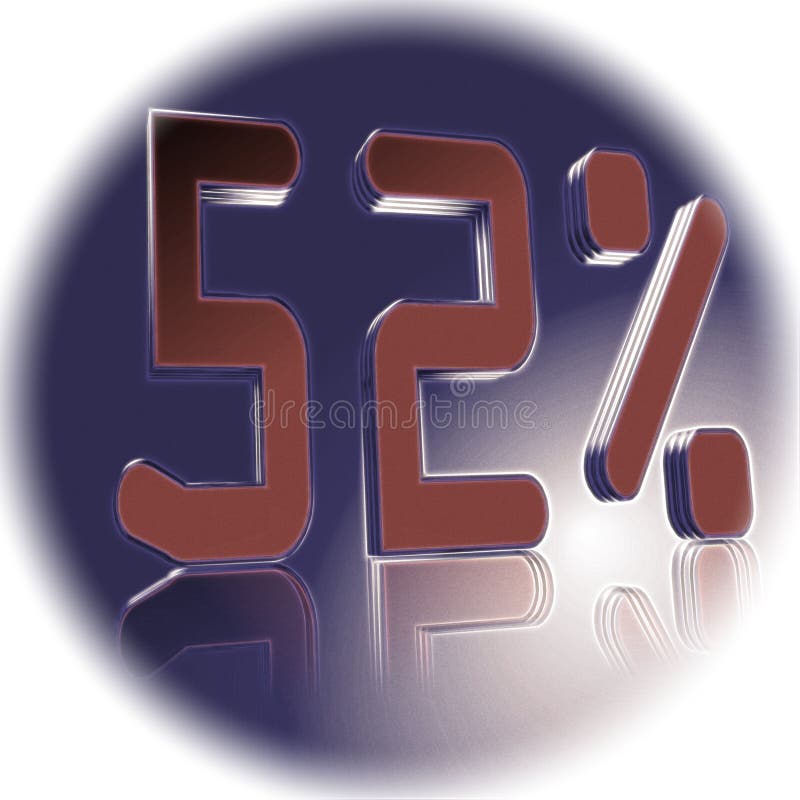 52 , 52 Percent As a 3D Illustration, 3D Rendering Stock Illustration ...