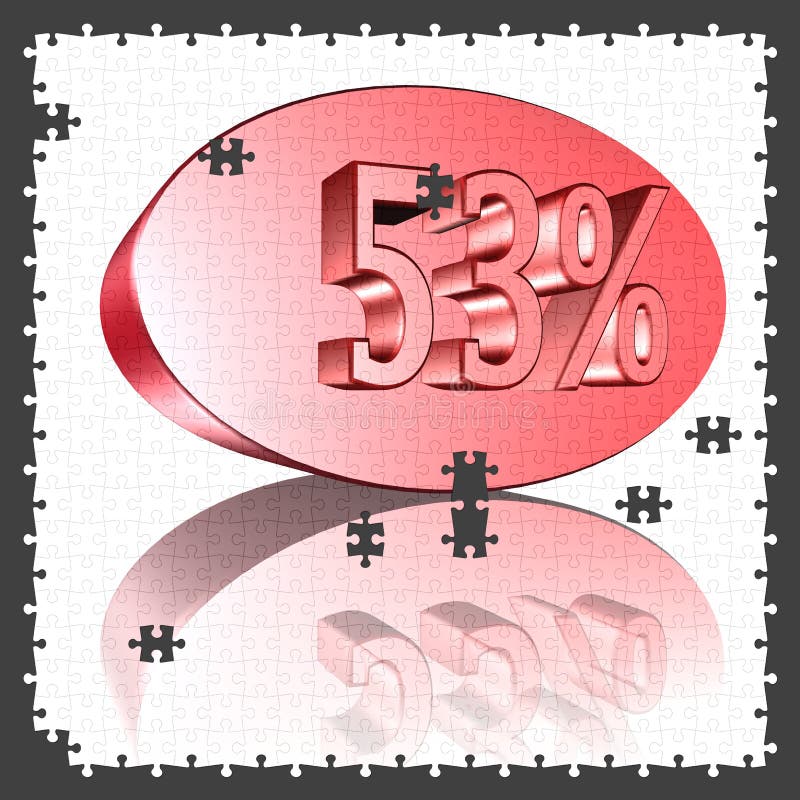 53 , 53 Percent As a 3D Illustration, 3D Rendering Stock Illustration ...