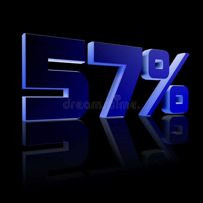 57 , 57 Percent As a 3D Illustration, 3D Rendering Stock Illustration ...