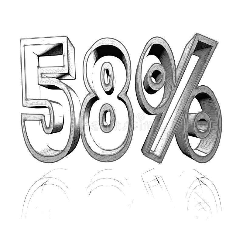 58 , 58 Percent As a 3D Illustration, 3D Rendering Stock Illustration ...