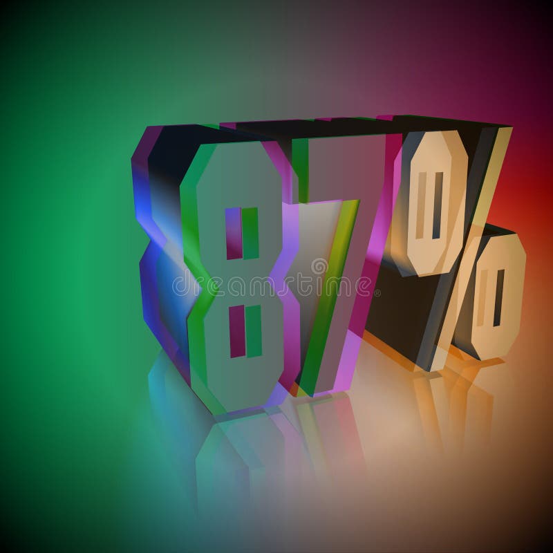87 , 87 Percent As a 3D Illustration, 3D Rendering Stock Illustration ...