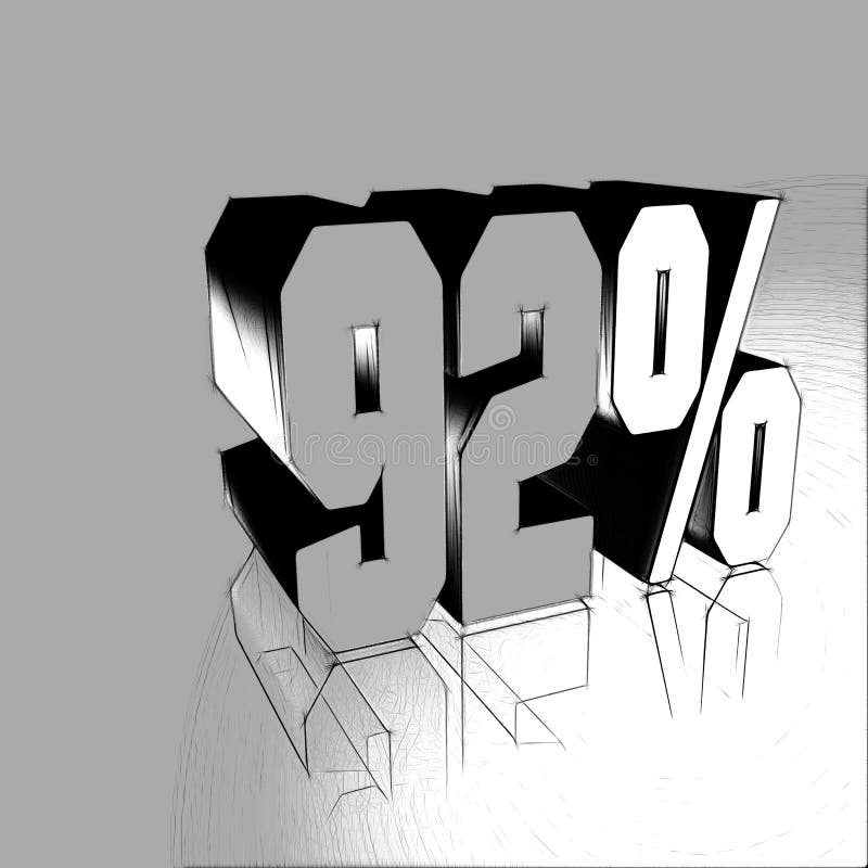 92 , 92 Percent As a 3D Illustration, 3D Rendering Stock Illustration ...