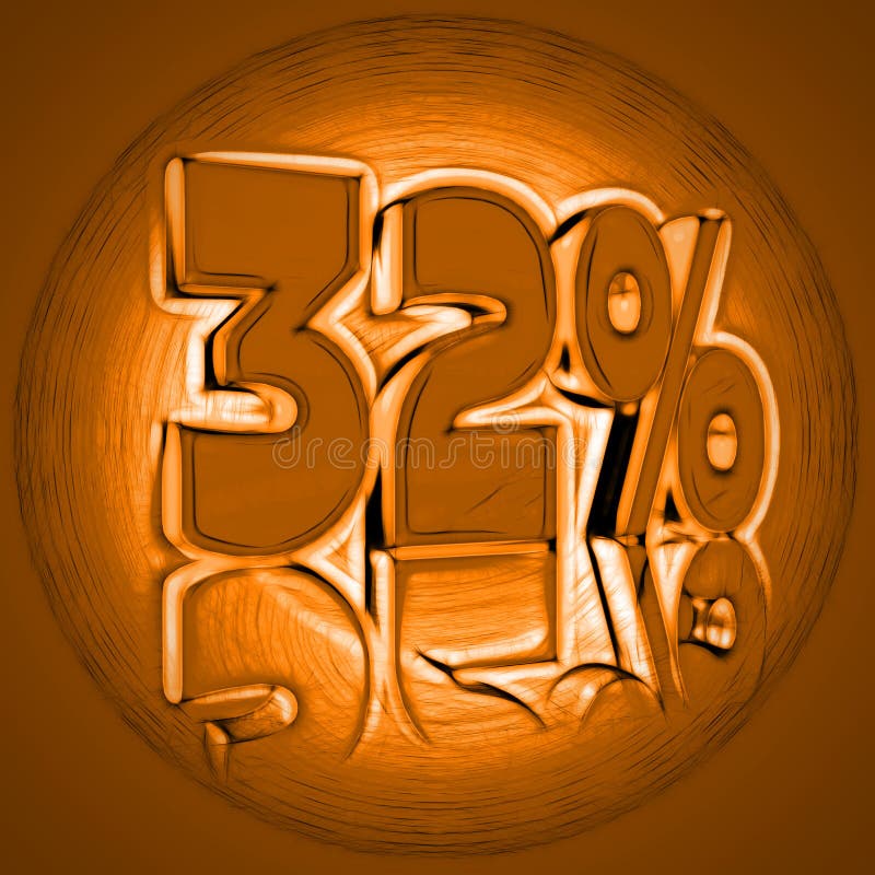 32 , 32 Percent As a 3D Illustration, 3D Rendering Stock Illustration ...