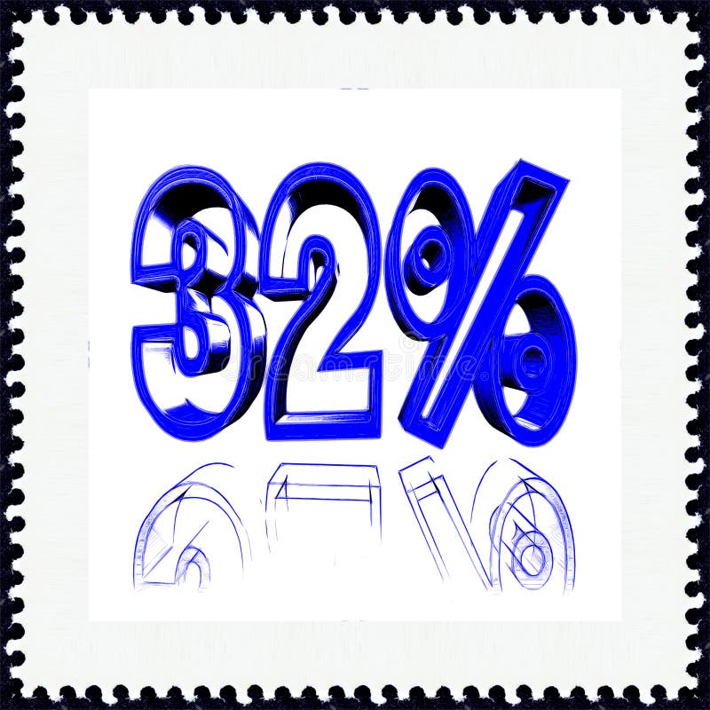32 , 32 Percent As a 3D Illustration, 3D Rendering Stock Illustration ...