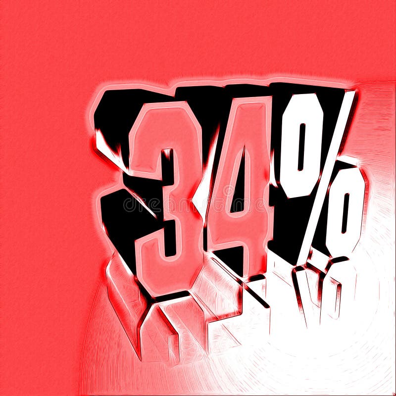 34 , 34 Percent As a 3D Illustration, 3D Rendering Stock Illustration ...