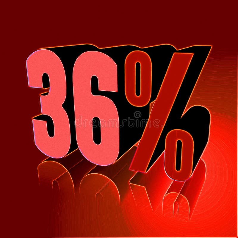 36 , 36 Percent As a 3D Illustration, 3D Rendering Stock Illustration ...
