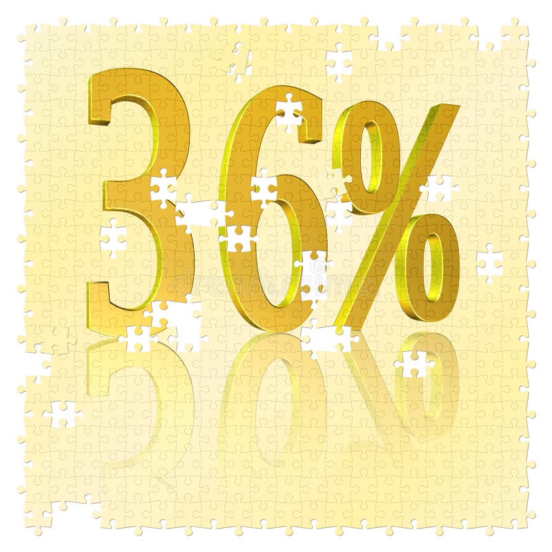 36 , 36 Percent As a 3D Illustration, 3D Rendering Stock Illustration ...