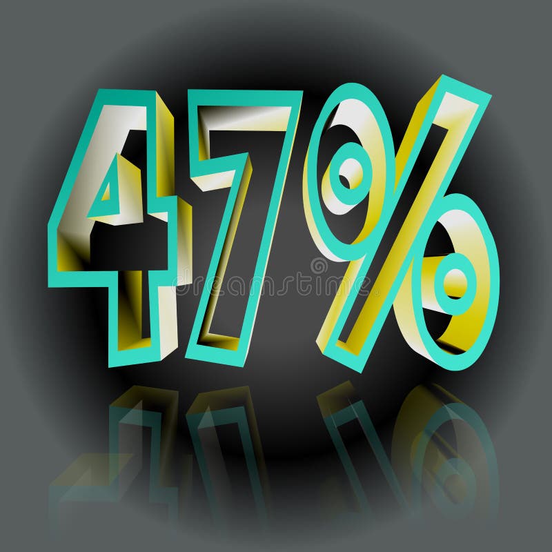 47 , 47 Percent As a 3D Illustration, 3D Rendering Stock Illustration ...