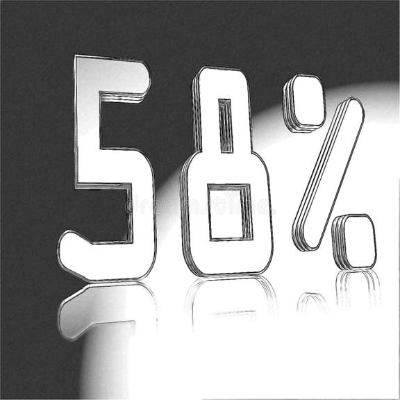 58 , 58 Percent As a 3D Illustration, 3D Rendering Stock Illustration ...