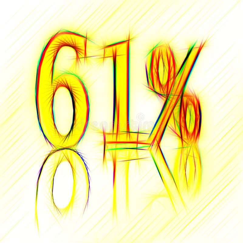 61 , 61 Percent As a 3D Illustration, 3D Rendering Stock Illustration ...