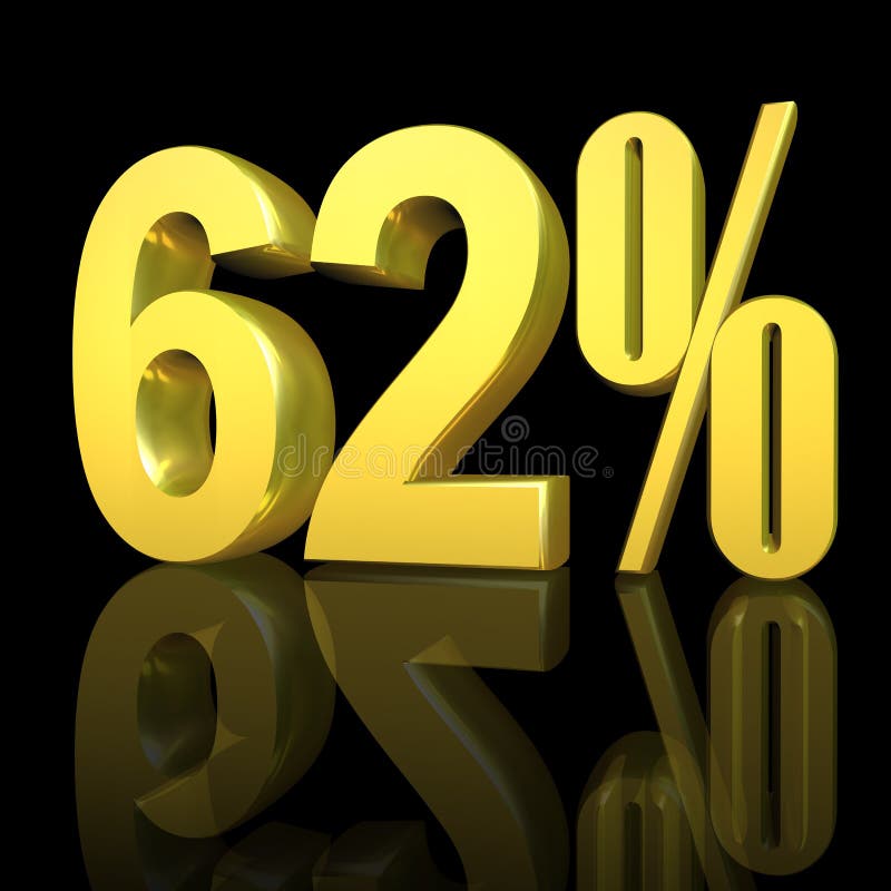 62 , 62 Percent As a 3D Illustration, 3D Rendering Stock Illustration ...