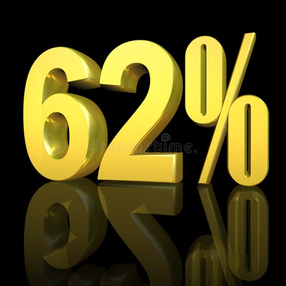 62 , 62 Percent As a 3D Illustration, 3D Rendering Stock Illustration ...