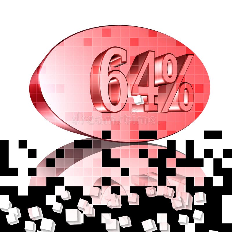 64 , 64 Percent As a 3D Illustration, 3D Rendering Stock Illustration ...