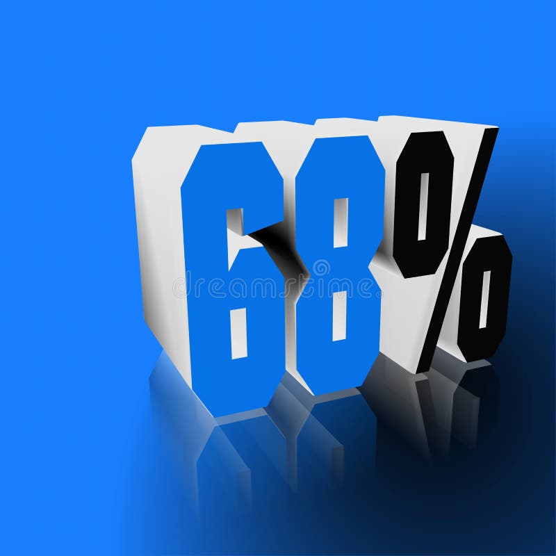 68 , 68 Percent As a 3D Illustration, 3D Rendering Stock Illustration ...