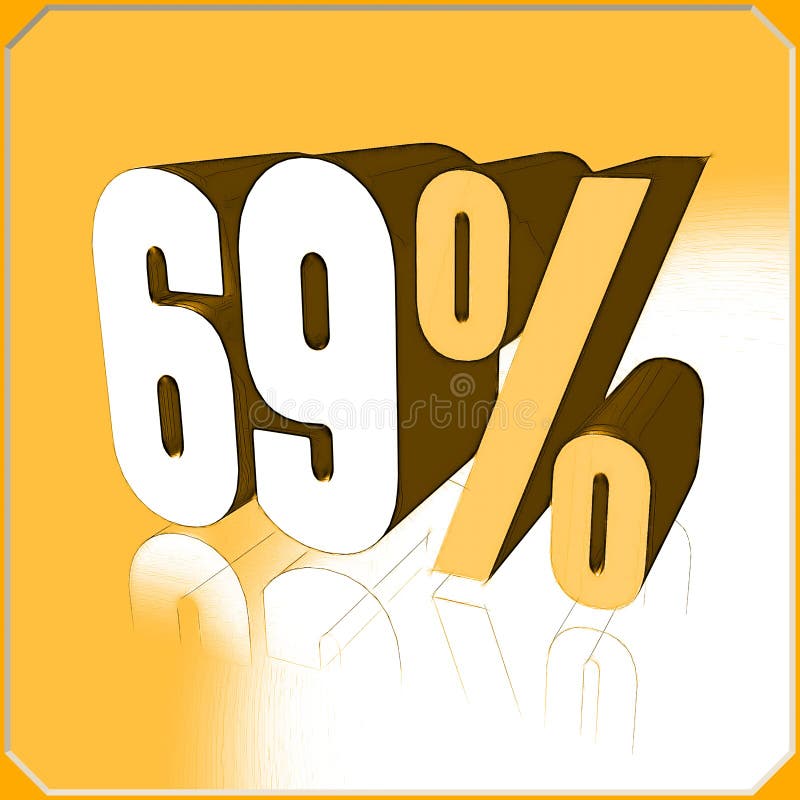 69 , 69 Percent As a 3D Illustration, 3D Rendering Stock Illustration ...