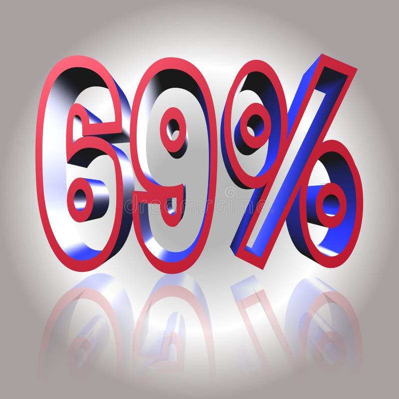 69 , 69 Percent As a 3D Illustration, 3D Rendering Stock Illustration ...