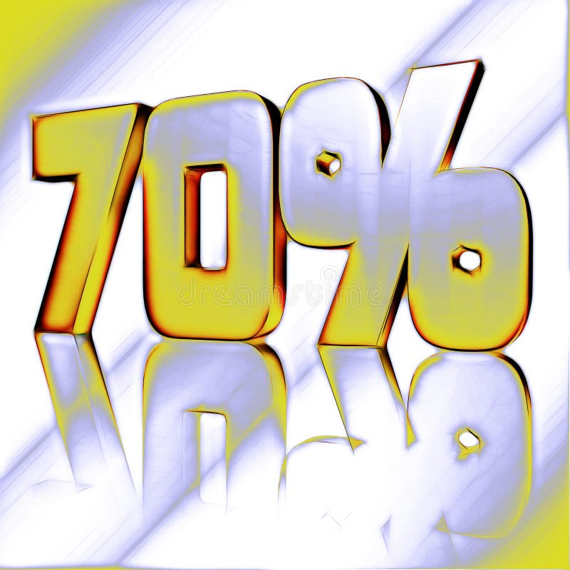 70 , 70 Percent As a 3D Illustration, 3D Rendering Stock Illustration ...