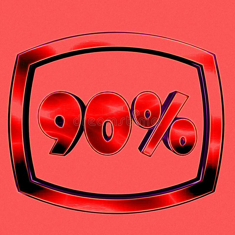 90 , 90 Percent As a 3D Illustration, 3D Rendering Stock Illustration ...