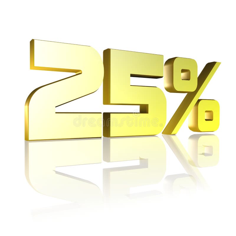 25 , 25 Percent As a 3D Illustration, 3D Rendering Stock Illustration ...