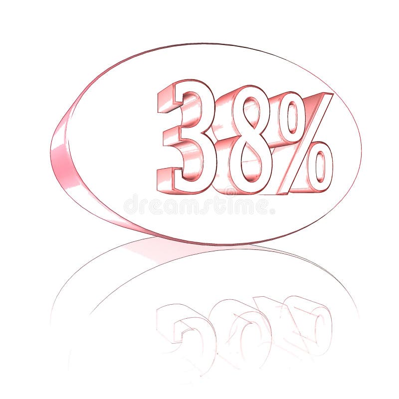 38 , 38 Percent As a 3D Illustration, 3D Rendering Stock Illustration ...