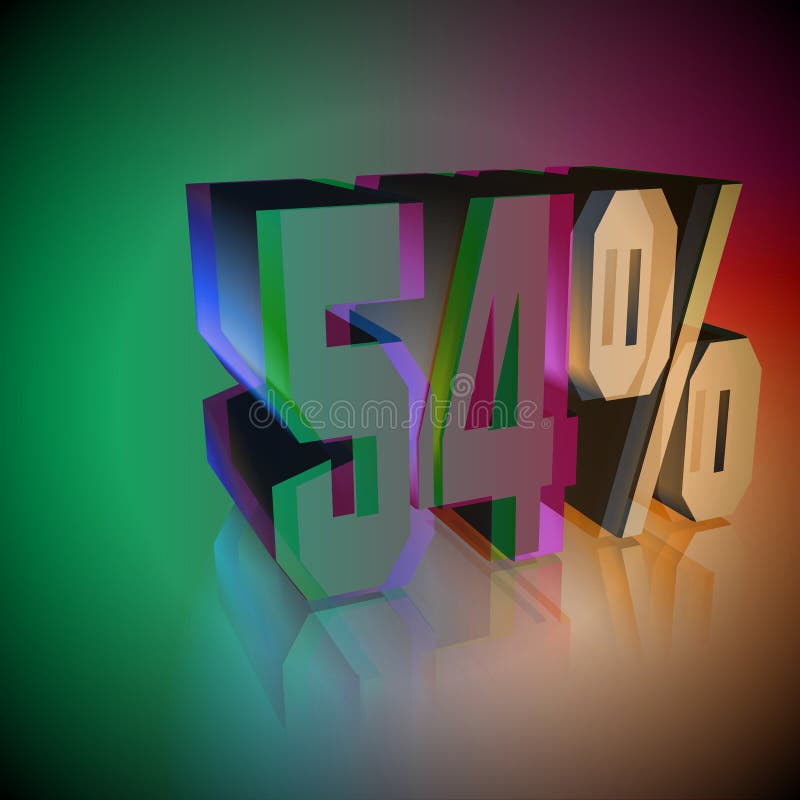 54 , 54 Percent As a 3D Illustration, 3D Rendering Stock Illustration ...