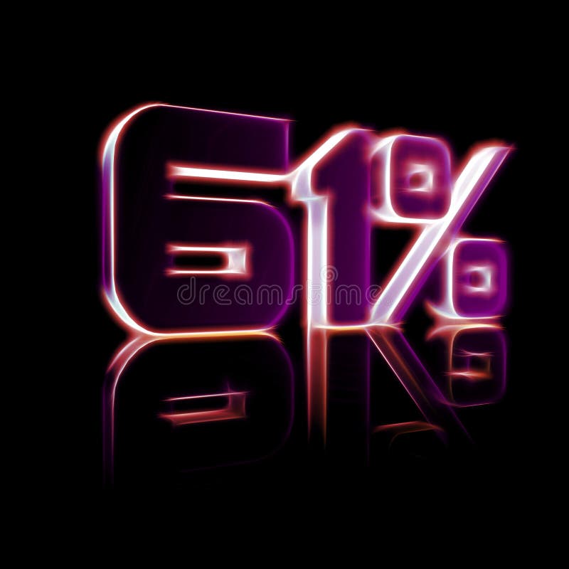 61 , 61 Percent As a 3D Illustration, 3D Rendering Stock Illustration ...