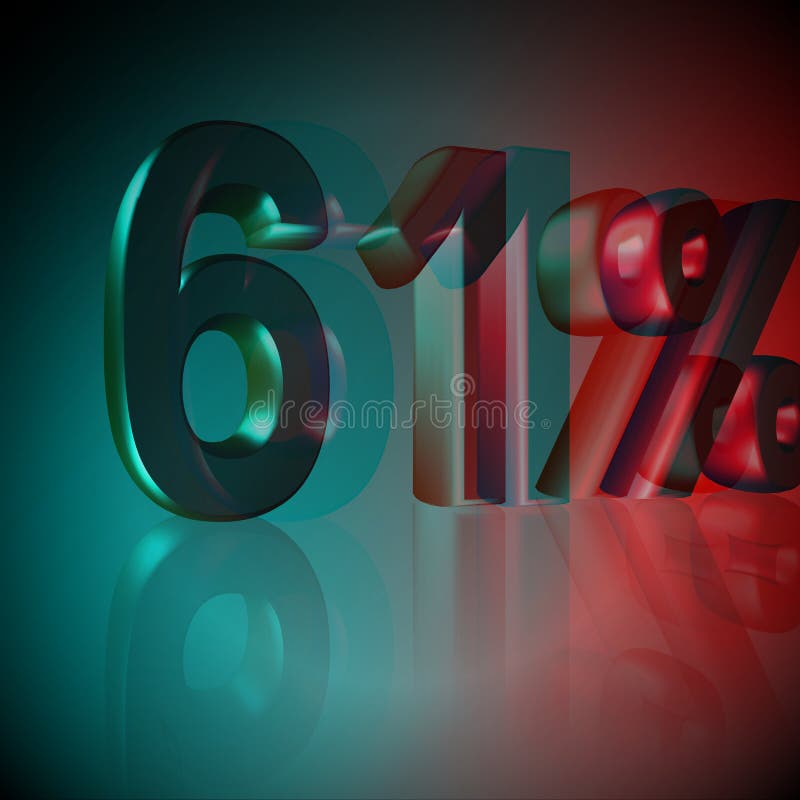 61 , 61 Percent As a 3D Illustration, 3D Rendering Stock Illustration ...