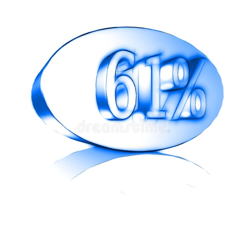 61 , 61 Percent As a 3D Illustration, 3D Rendering Stock Illustration ...