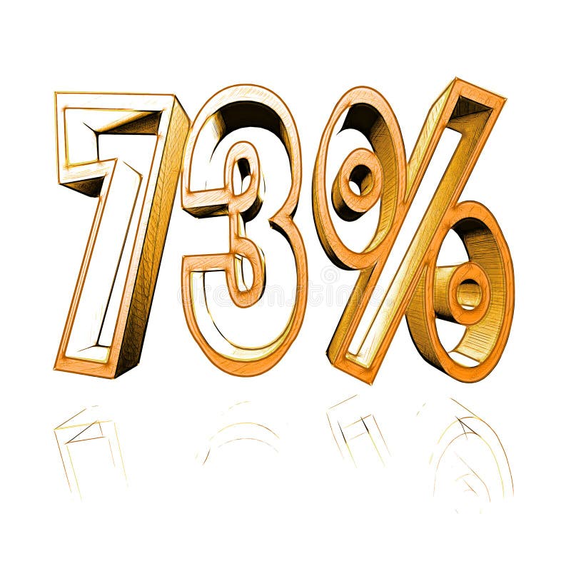 73 , 73 Percent As a 3D Illustration, 3D Rendering Stock Illustration ...