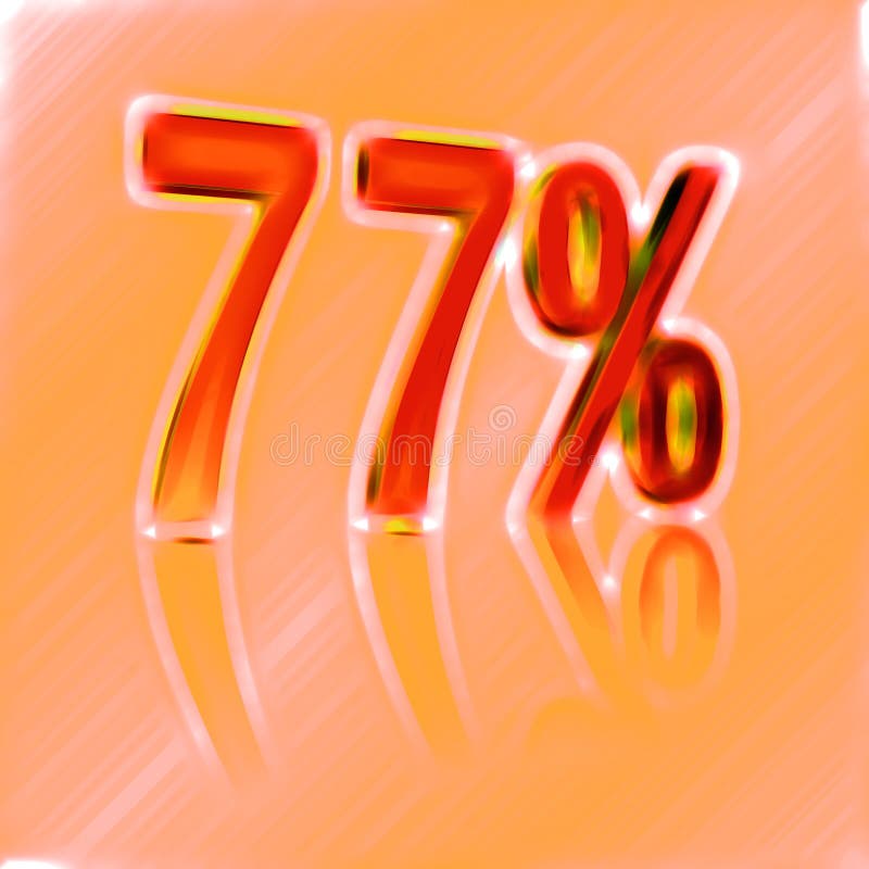 77 , 77 Percent As a 3D Illustration, 3D Rendering Stock Illustration ...