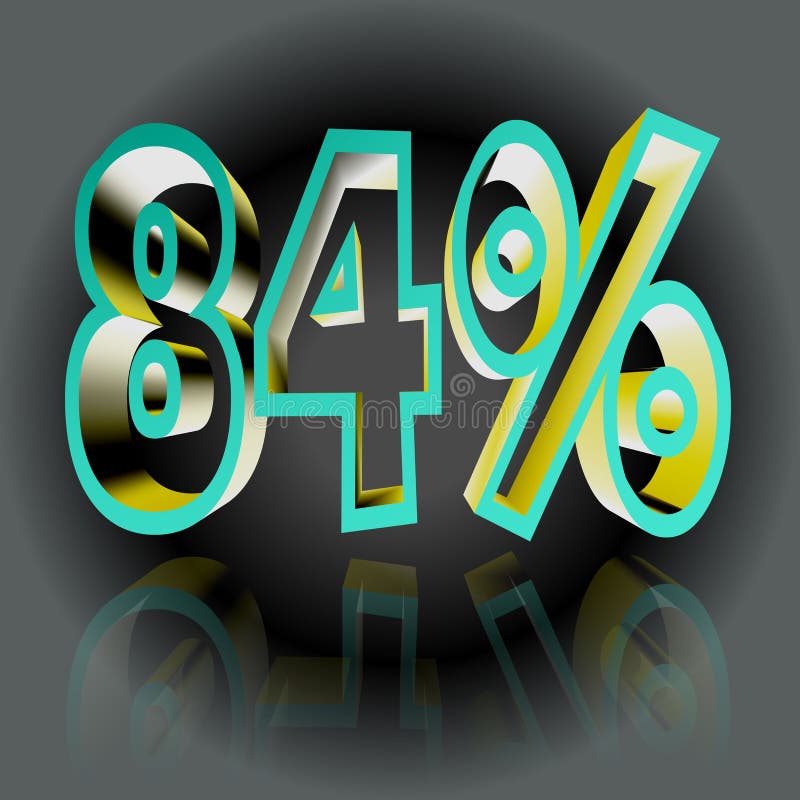84 , 84 Percent As a 3D Illustration, 3D Rendering Stock Illustration ...