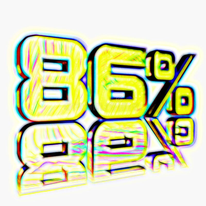 86 , 86 Percent As a 3D Illustration, 3D Rendering Stock Illustration ...
