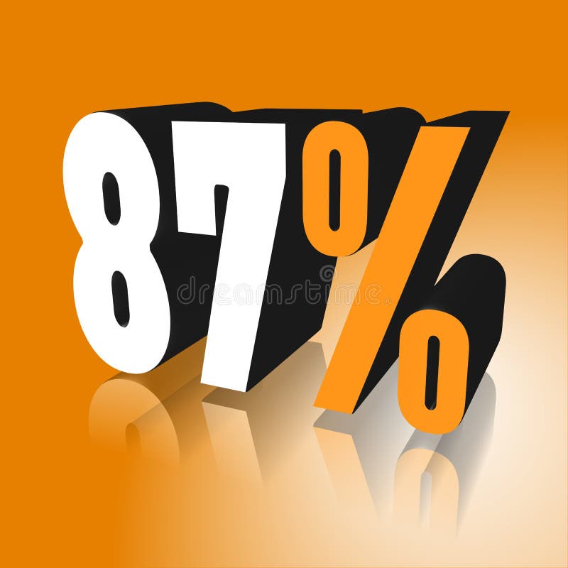 87 , 87 Percent As a 3D Illustration, 3D Rendering Stock Illustration ...